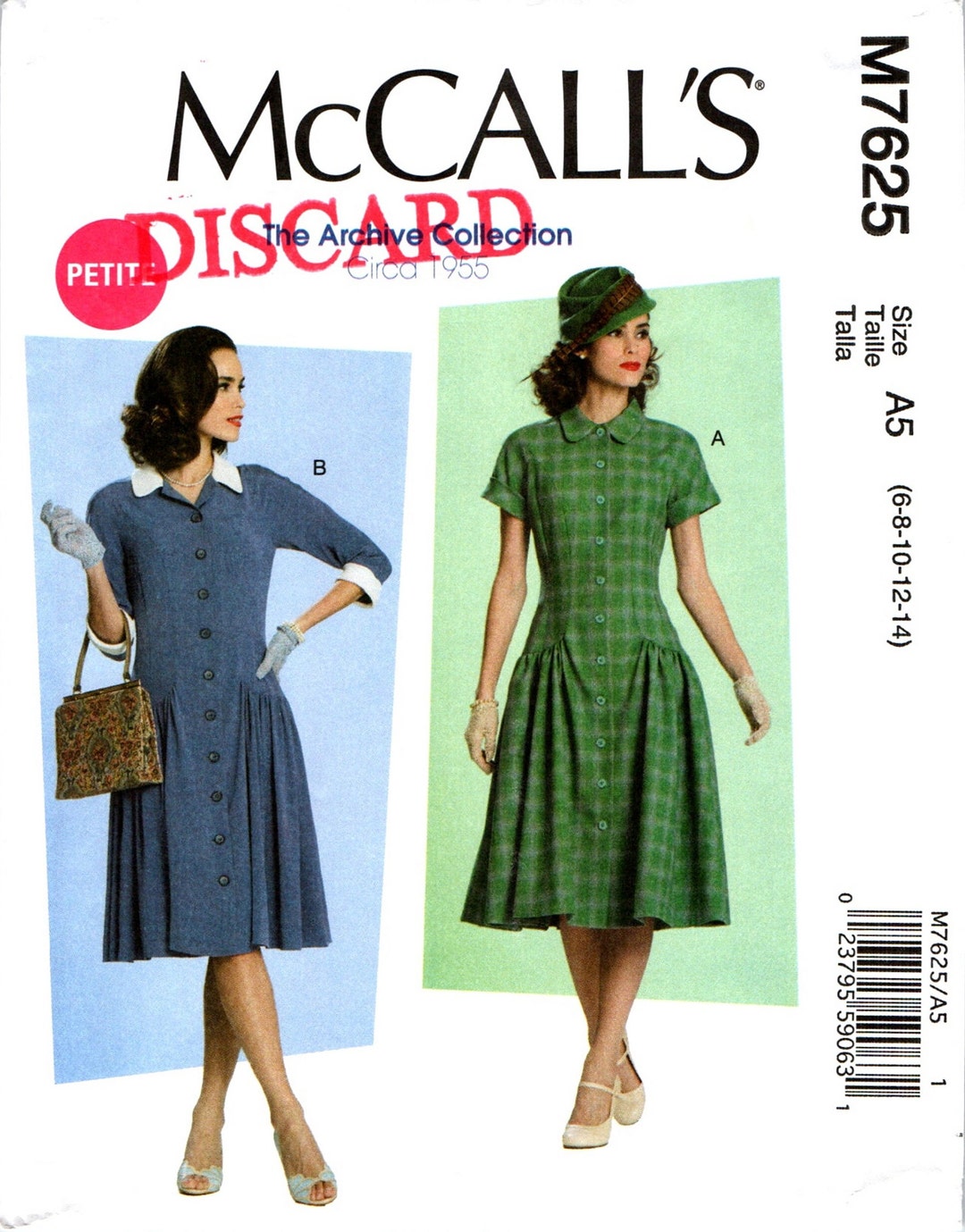 1955 Vintage Design Shaped Front Dress Sewing Costume Pattern for Women ...
