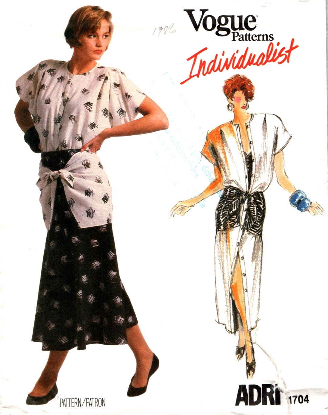 Vogue 1704, ADRI Sewing Pattern for Women Misses Cut to Size 12 ...