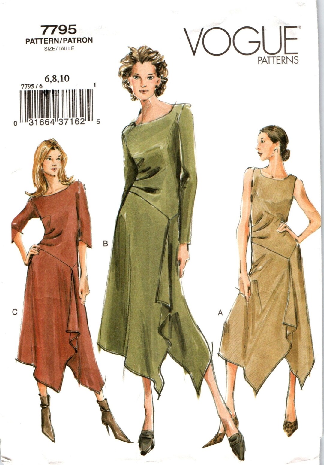 Easy Vogue Dress Sewing Pattern for Women Misses Petite Size 6 8 10 ...