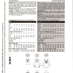 Easy Vogue Keyhole Yoke Tunic Top Sewing Pattern, Women Misses Size 6 8 ...