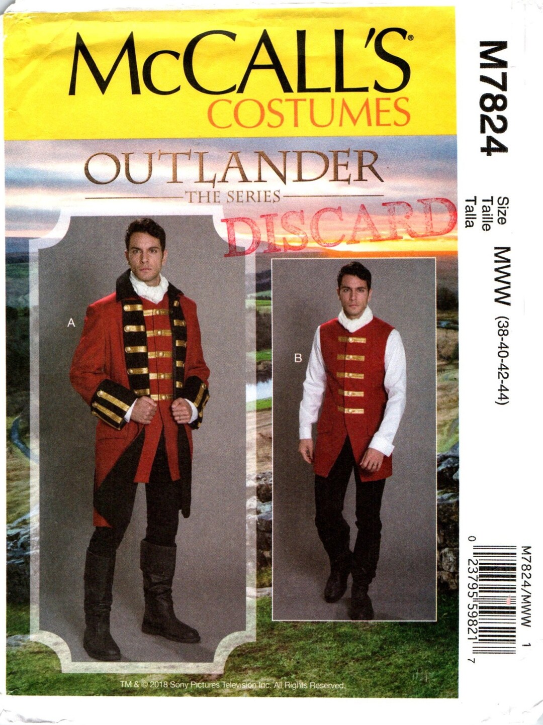 Outlander Costume Sewing Pattern Unisex Men Sizes 38 40 42 44 - Etsy