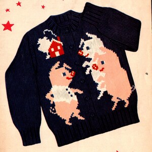Knitting Patterns, Three Little Pigs Size 2 4 6 8 Knit Charted Graph ...