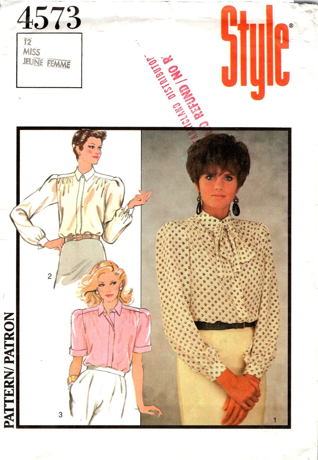 Vintage 1985 Loose Fitting Blouse and Tie Sewing Pattern for Women ...