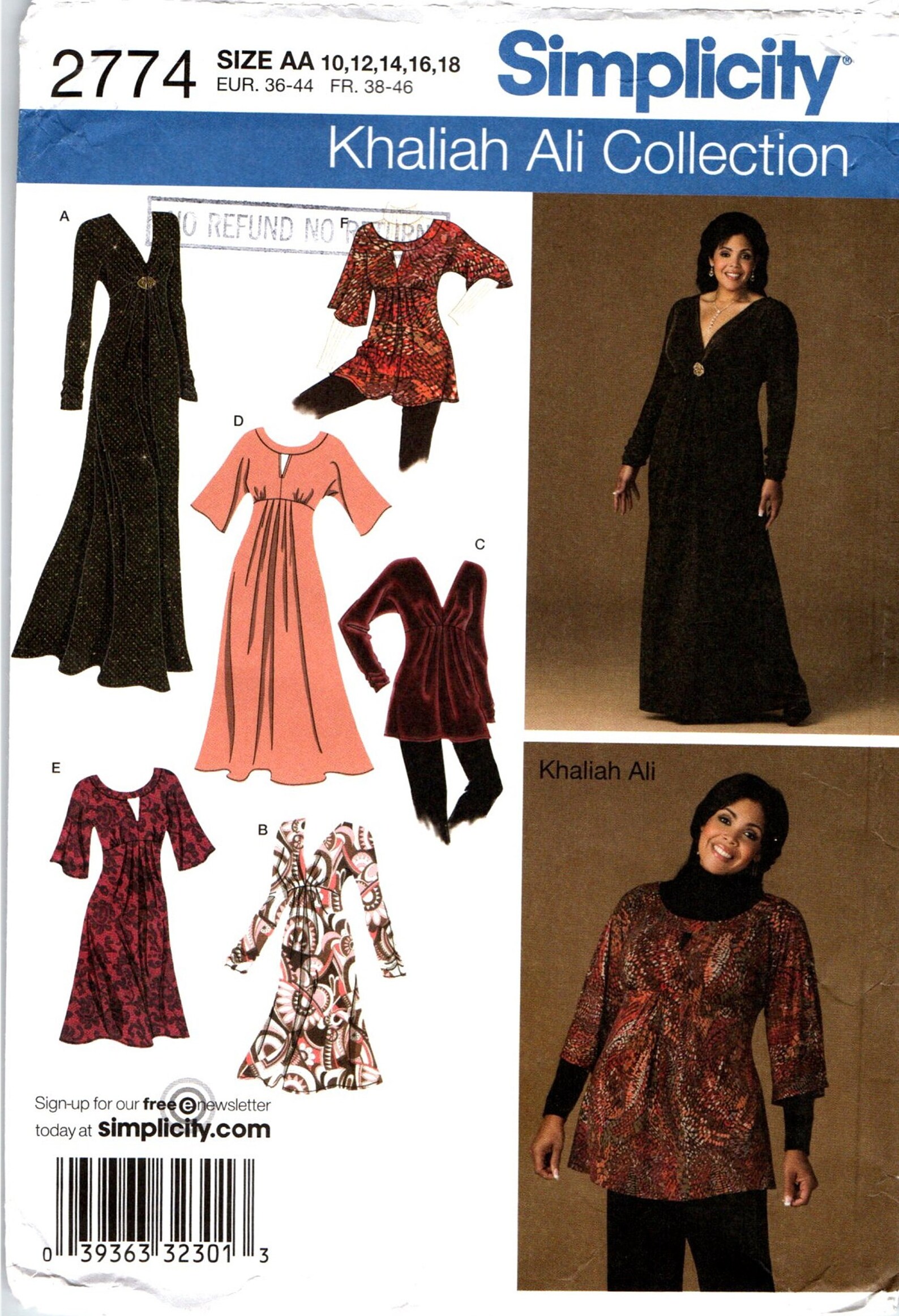 Sewing Patterns DRESS | Tunic (size 10-18) KHALIAH Ali Collection ...