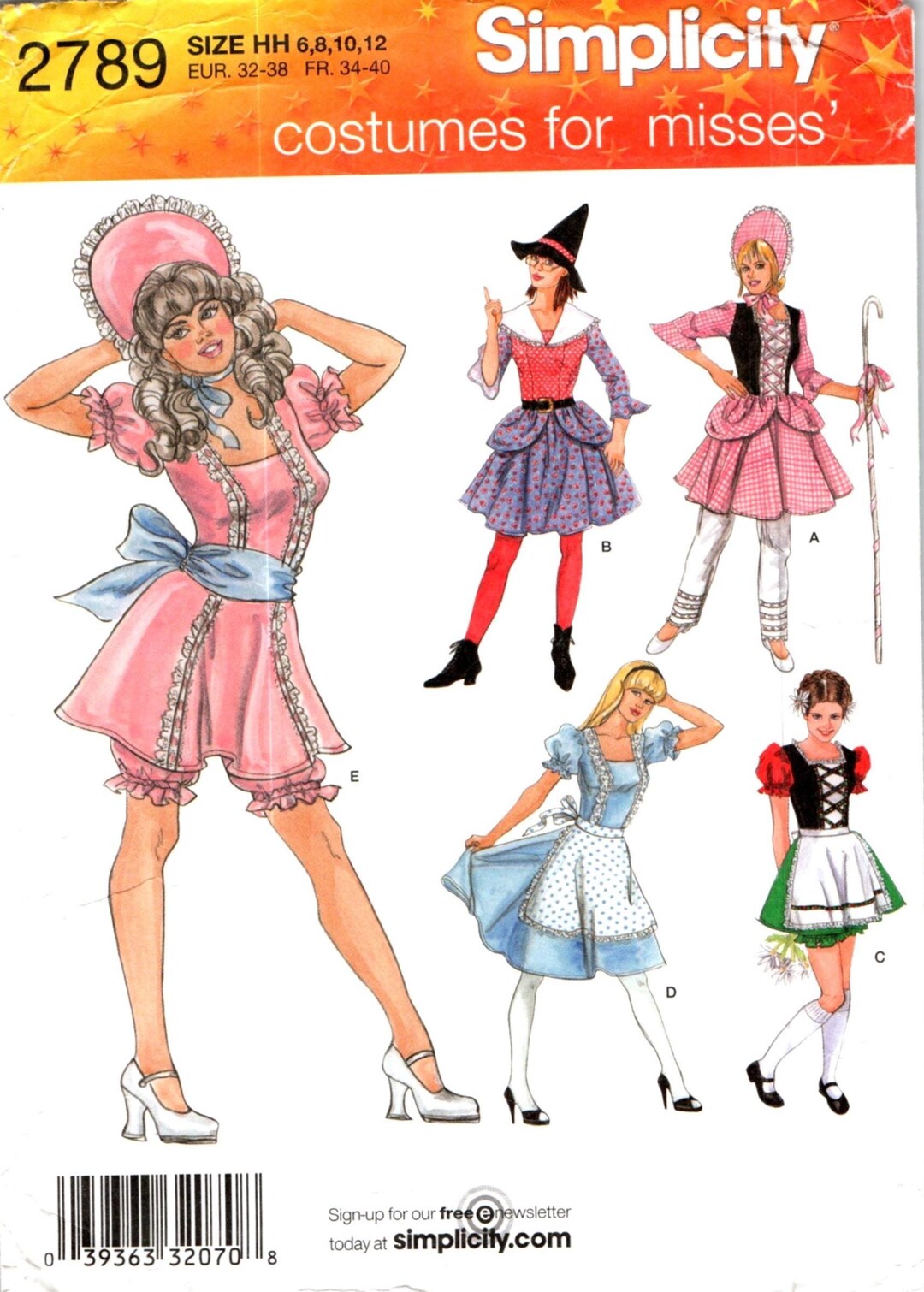 Simplicity 2789 Costume Sewing Pattern for Misses Size 6 8 10 12 Little ...
