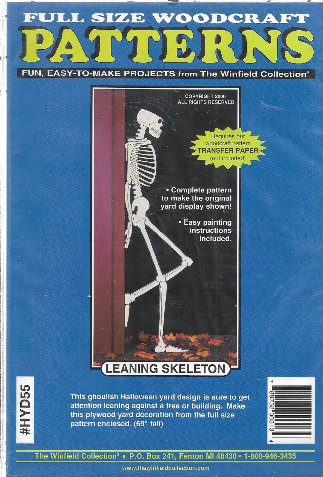 LEANING SKELETON DESIGN Woodcraft Plans Full-size Pattern the Winfield ...