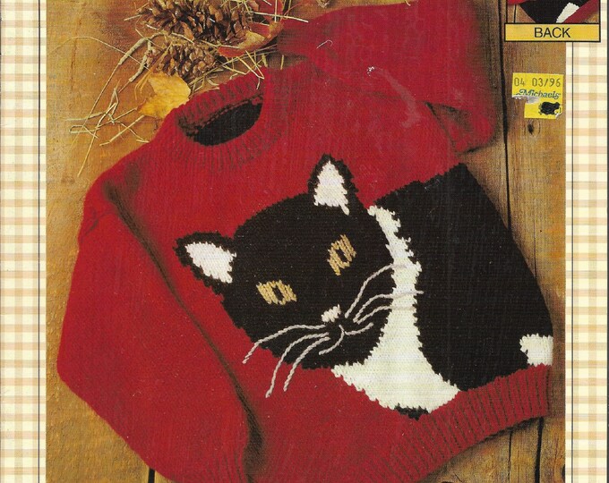 THE BARN CAT Knitting Graph Pattern, Pullover Sweater, Back of Pattern ...