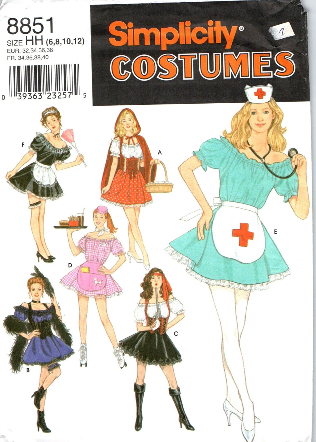 Misses Adult Costume Sewing Pattern Women Ladies Size 6 8 10 12 Nurse ...