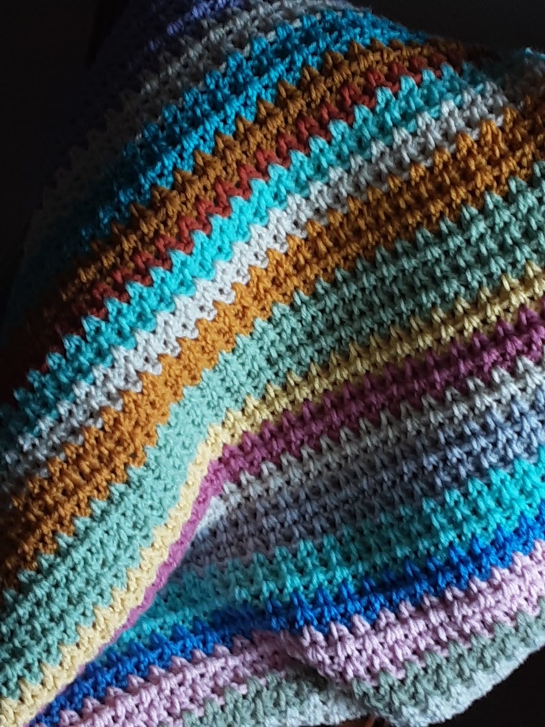 Striped Sofa Throw, Large Multi Color Handmade Crochet Afghan, 50x53 - Etsy