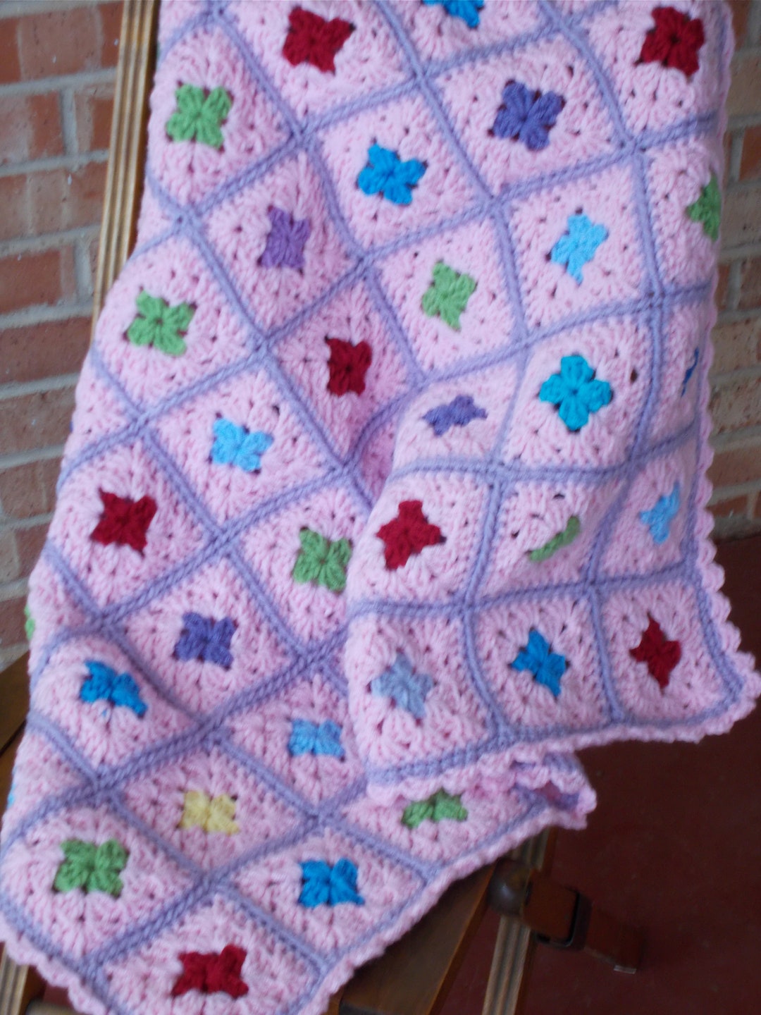 Pink Baby Blanket, Handmade Pretty Baby Shower Gift, Colorful Granny ...