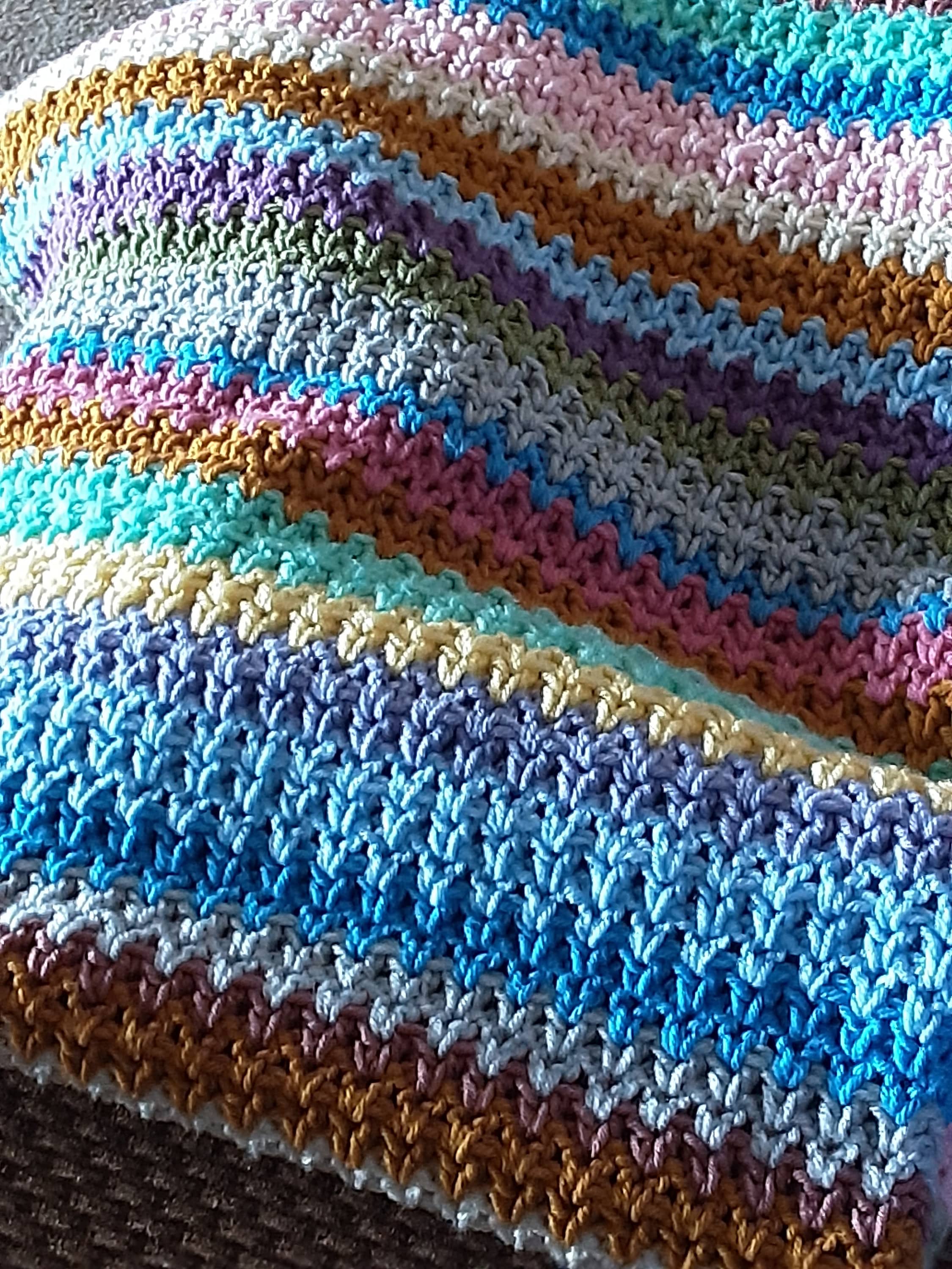 Striped Sofa Throw, Large Multi Color Handmade Crochet Afghan, 50x53 - Etsy