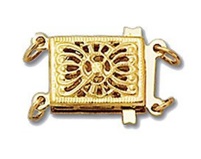 14K Gold Fancy Clasp 2-strand, 14K Gold 10.5x7.5mm Filigree Pearl Clasp ...