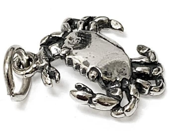 Sterling Silver Crab Charm, Zodiac Cancer Charm, 19mm, .925 Sterling ...