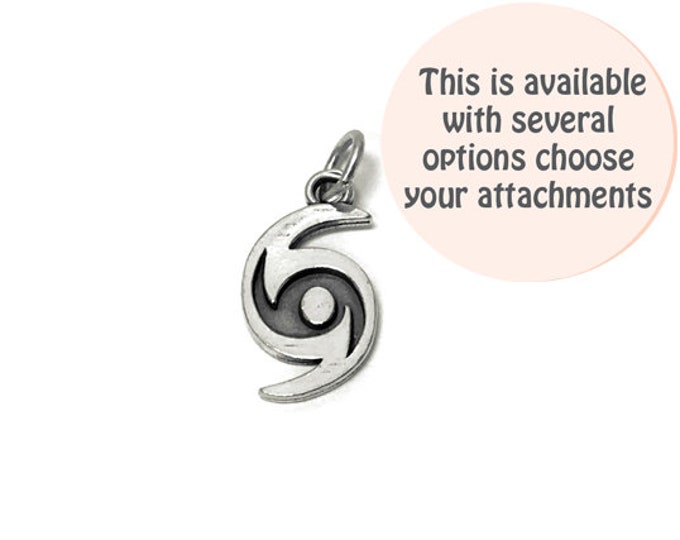Hurricane Charm Sterling Silver 21.5mm, Silver Weather Charms, Sterling ...