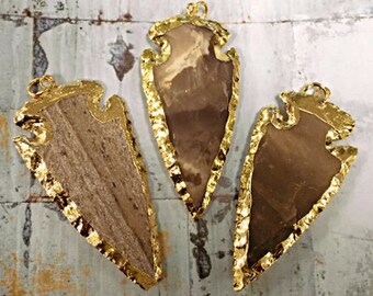 Fancy Arrowhead Jasper Gold Plated Edged Hand made Pendant | Etsy