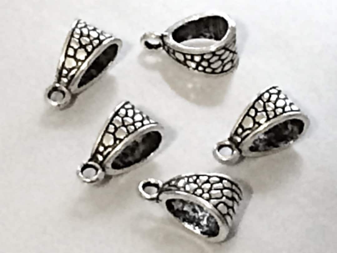 25 Pc Pewter Bail 11x7.5 Mm Antique Silver BULK Wholesale, Large Hole ...