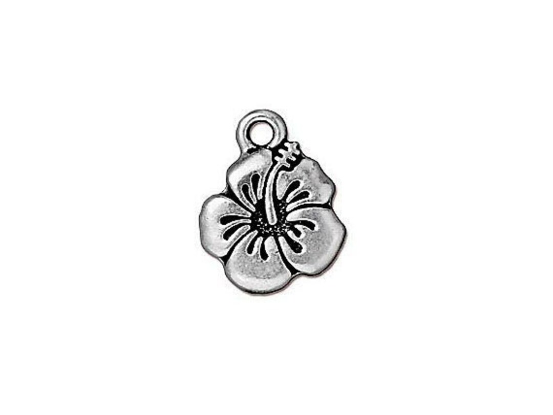 5 Pc Hibiscus Charm 18x14mm Antique Silver Finish Tierracast Charms ...