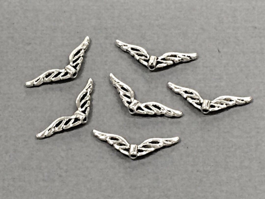 50 Pc Small Wing Beads Pewter 22 Mm Antique Silver BULK Wholesale ...