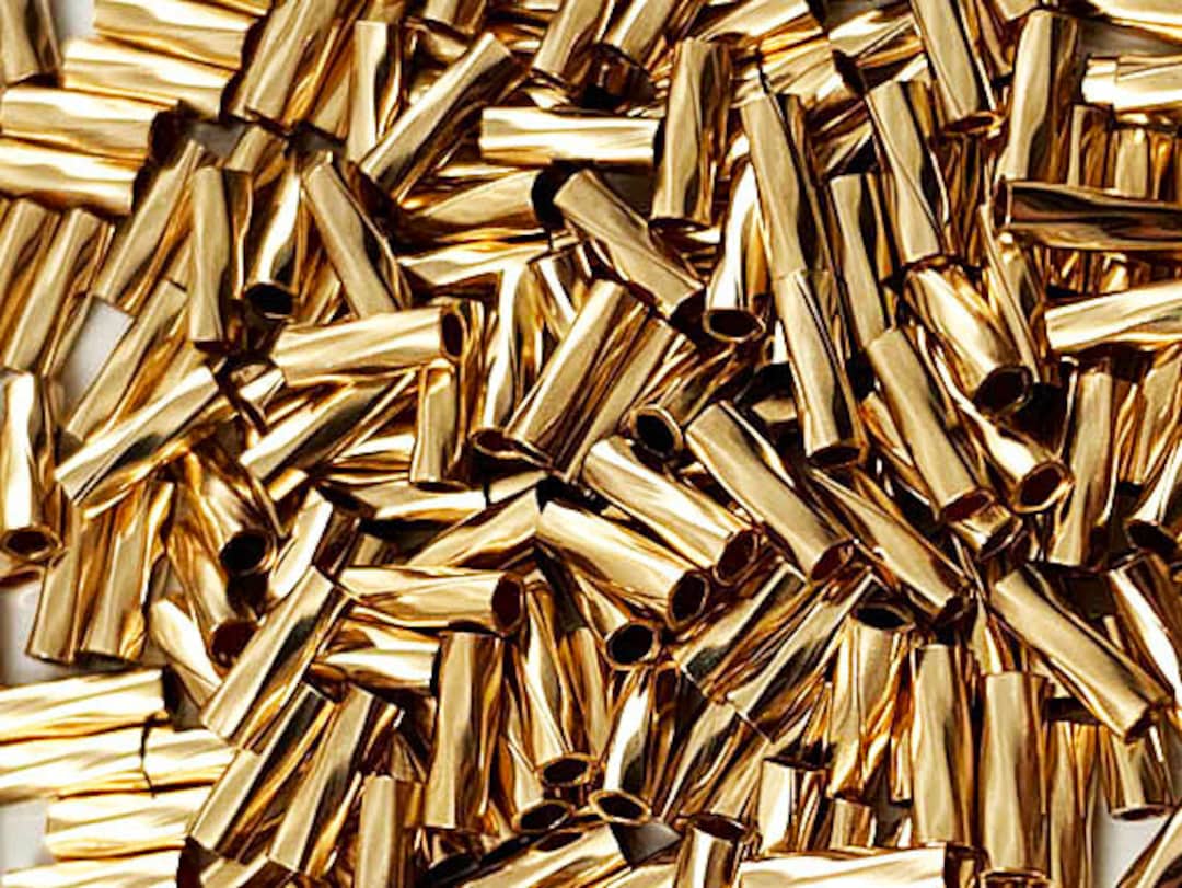25 Pc 14k Gold Filled Twist Tube Beads 1x8mm Smooth Seamless Tubes, 1mm ...