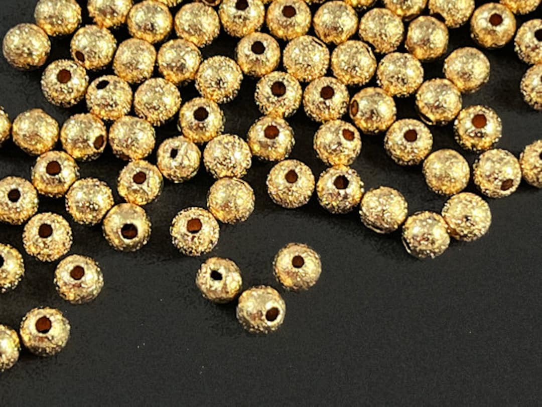 20 Pcs Gold Filled Glitter Beads 3mm, 14K Gold Filled Round Glitter ...