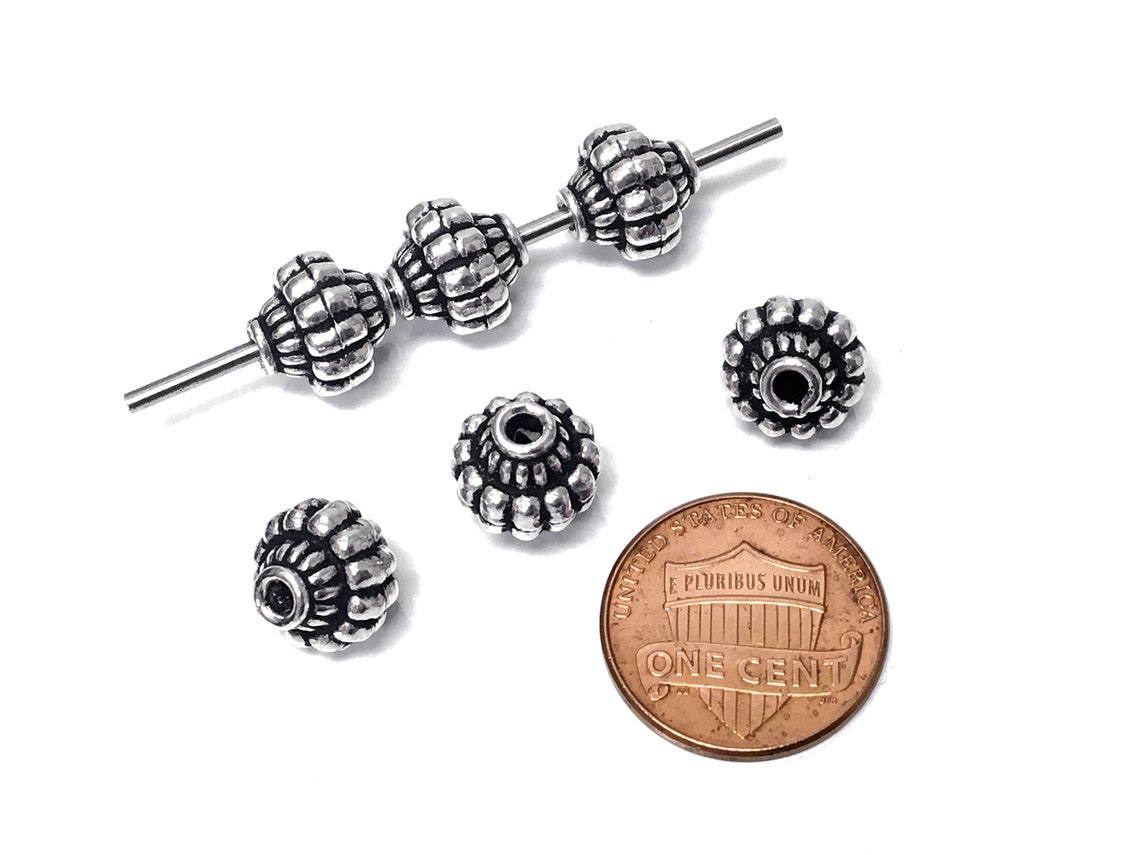 10mm Bali Silver Beads 2 Pcs Sterling Silver Bali Beads | Etsy