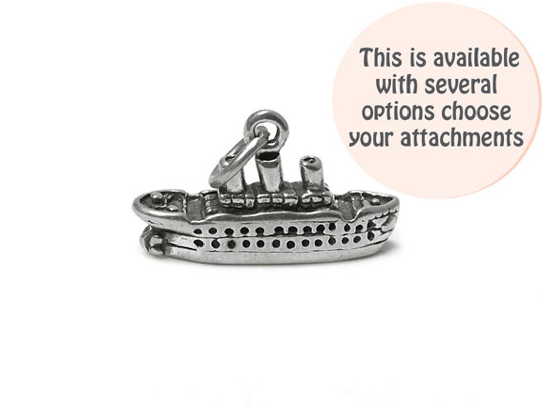 Cruise Ship Charm Sterling Silver 13mm, Silver Boat Charms, Sterling ...