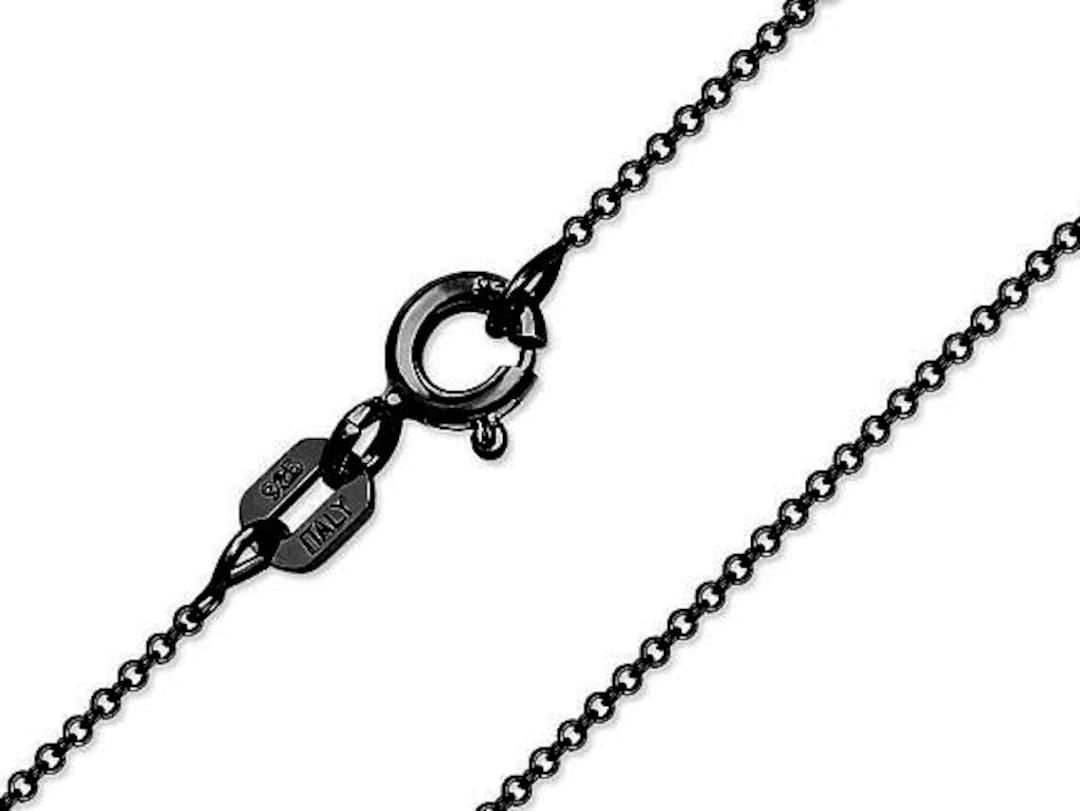 Black Rhodium Plated Sterling Silver Chain Necklace 16", 18", 20", 24 ...