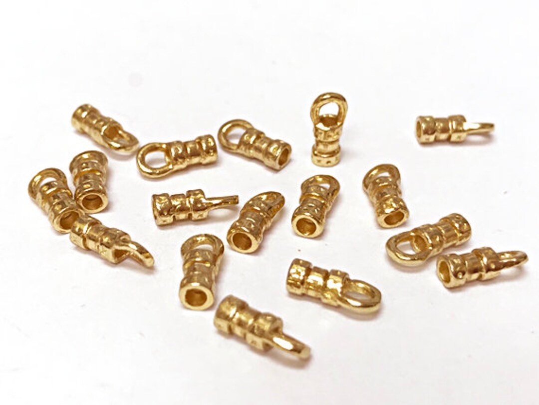 10pcs Gold Crimp End Loops 9mm X 4.3mm, 2mm Hole, Gold Plated Crimp ...