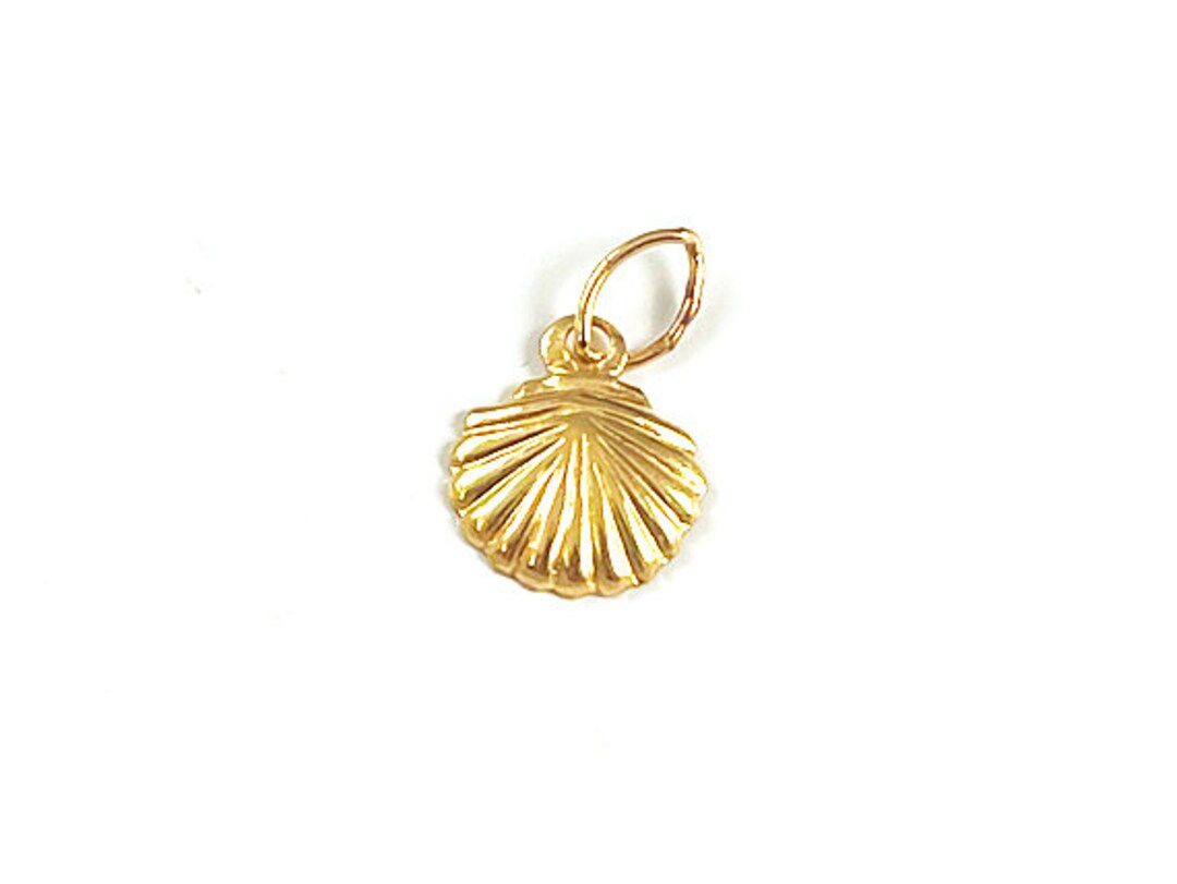 14K Gold Filled 8x9mm Shell Charm One Hole 1mm Shiny Shell Light Weight ...
