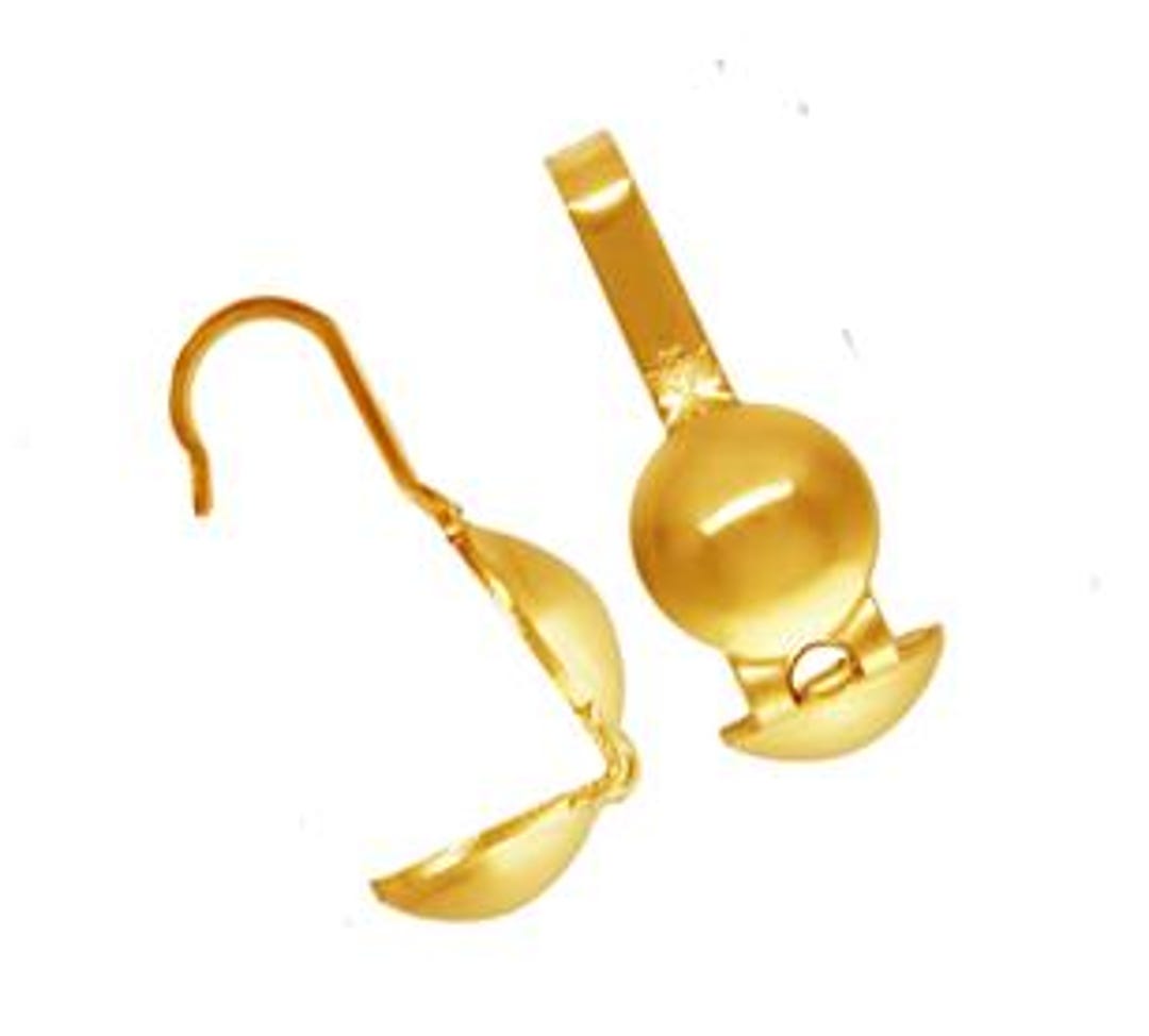 14K REAL Gold Clamshell Bead Tip 3.4mm Beads, NOT Gold Filled, 14k Gold ...