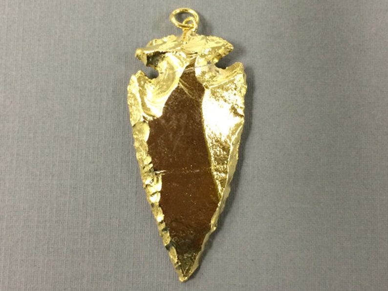 Full Gold Plated Gold Jasper Arrowhead, Gold Plated, Hand Made Pendant ...