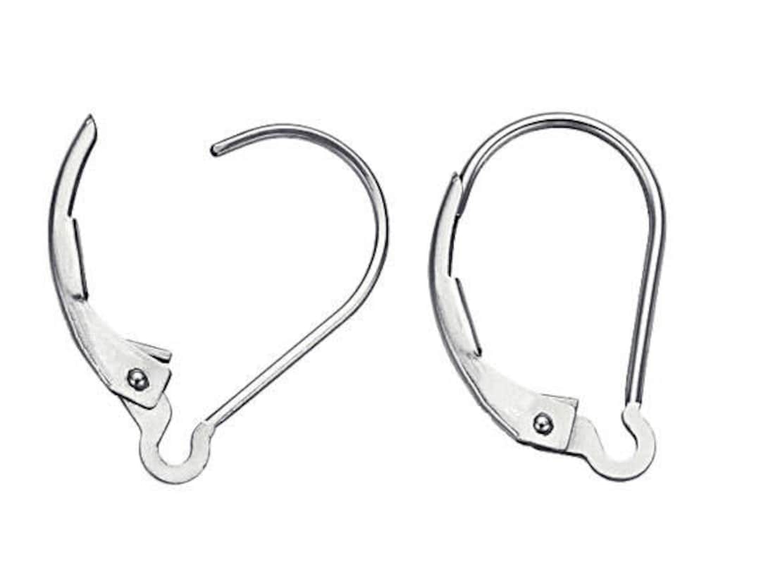 1 Pair Lever Back Ear Wires 15.5mm Sterling Silver Leverback With Ring ...
