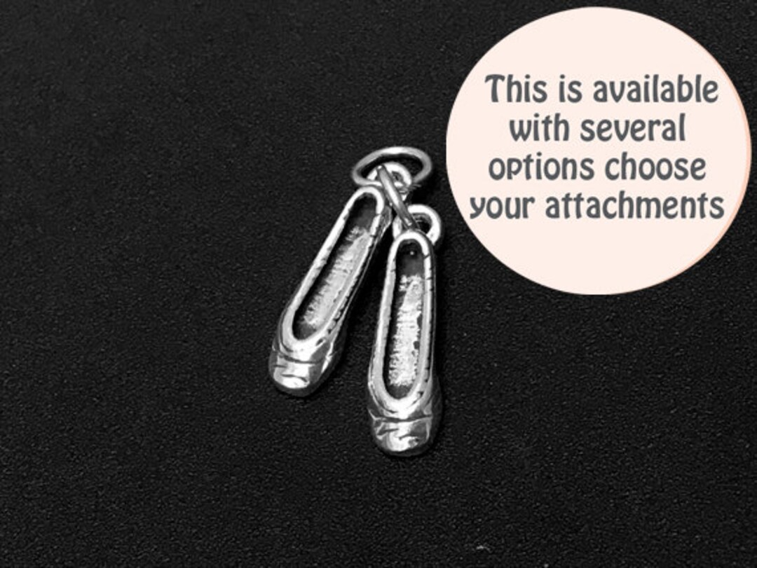 Ballet Slippers Charm 2 Pc Set Sterling Silver 22mm Silver Ballet Shoes ...