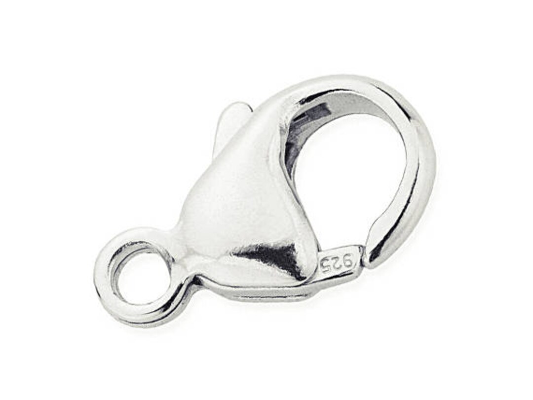 2 Pc 13mm Sterling Silver Claw Clasp Beads, Trigger Lobster Claw Clasps ...