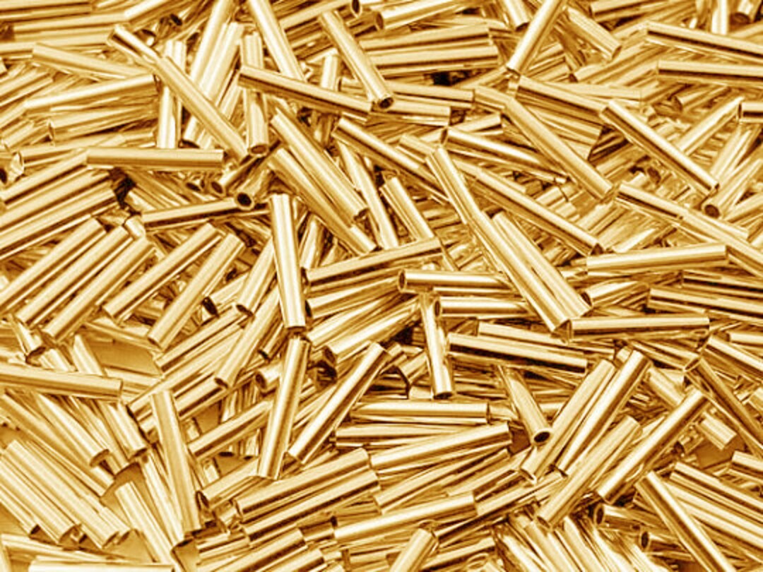 25 14k Gold Filled Liquid Gold Tube Beads 1x8mm Smooth Seamless Tubes ...
