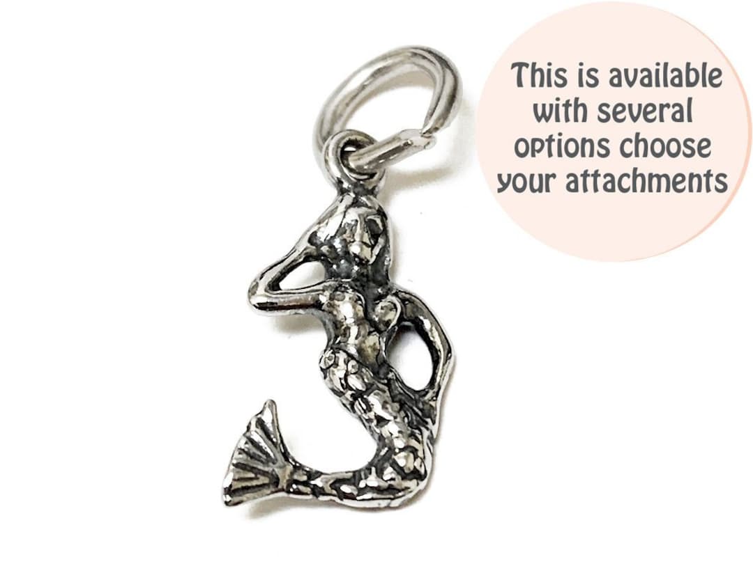 Sterling Silver Mermaid Charm 15mm, Silver Fantasy Charms, .925 ...