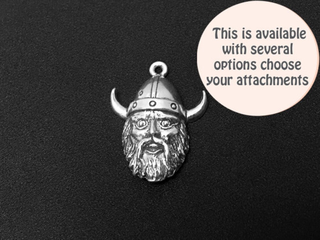 Viking Head Charm Sterling Silver 22mm, Silver Viking Charms, Sterling ...