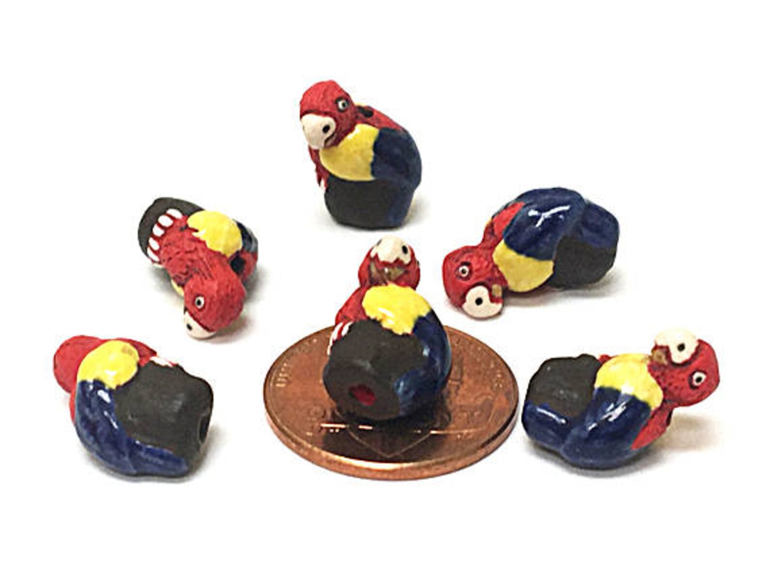 6 Pc Tiny Parrot Beads Handpainted Ceramic Animal Beads - Etsy UK