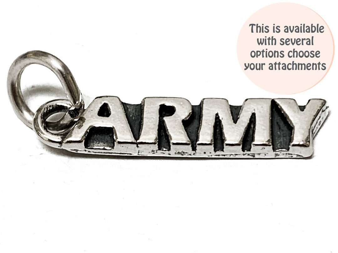 Sterling Silver Army Charm 22mm, Military Charms, .925 Sterling Silver ...