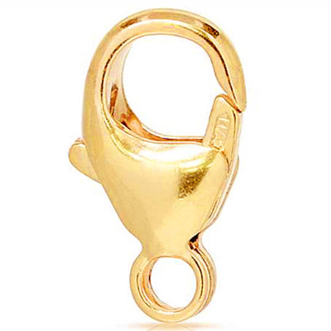 14K Solid Gold Oval Lobster Clasp With Ring, 11mm, 14 Karat Solid Gold ...