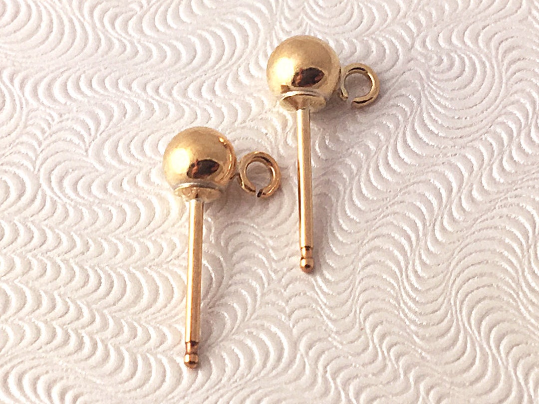 1 Pair 4mm Gold-filled Ball Post With Loop Earring, 14k Gold-filled ...