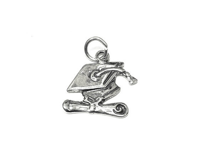 Sterling Silver Graduation Cap Charm, Graduation Gift (19mm) Made in ...