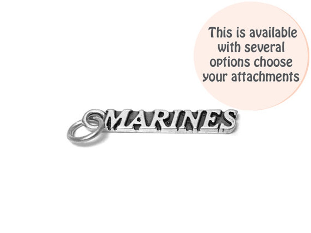 Marines Charm Sterling Silver 27mm, Silver Military Charms, Sterling ...