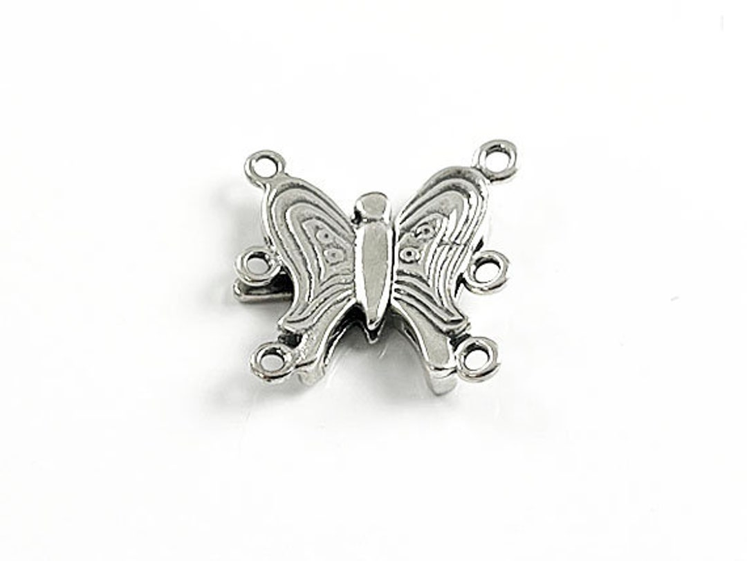 Sterling Silver 3-strand Butterfly Watch Clasp 18mm, Sterling Silver ...
