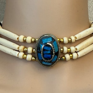 Handmade 3 Line Carved Camel Buffalo Bone Hairpipe Traditional Native ...