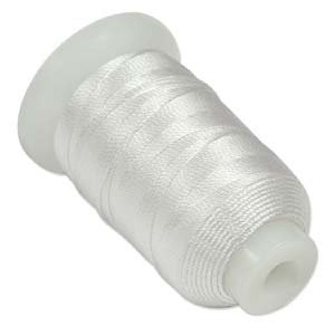 100% SILK Pearl String Thread WHITE Size FFF Spool 92 Yards Beadsmith ...
