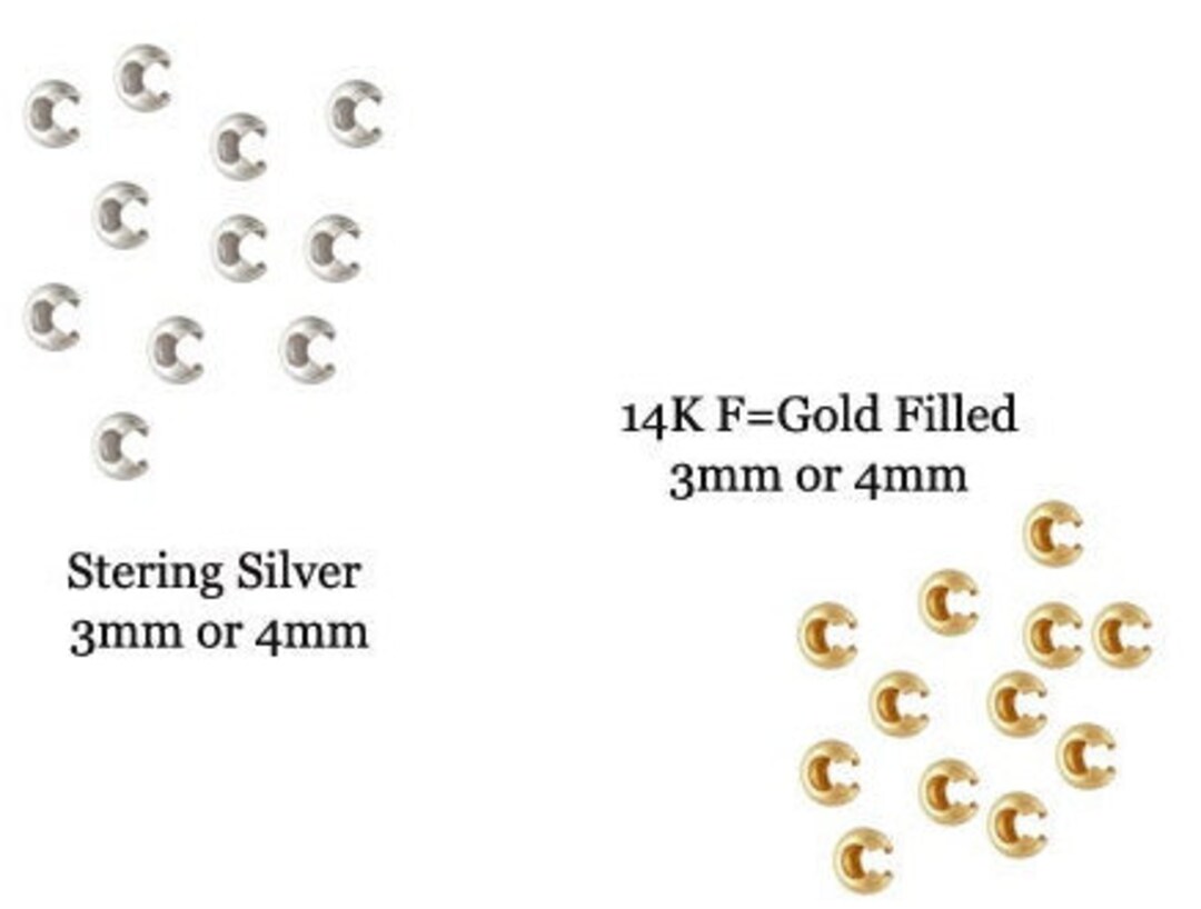 3, 3.5, and 4mm Crimp Covers Sterling Silver & 14kt Gold Filled ...