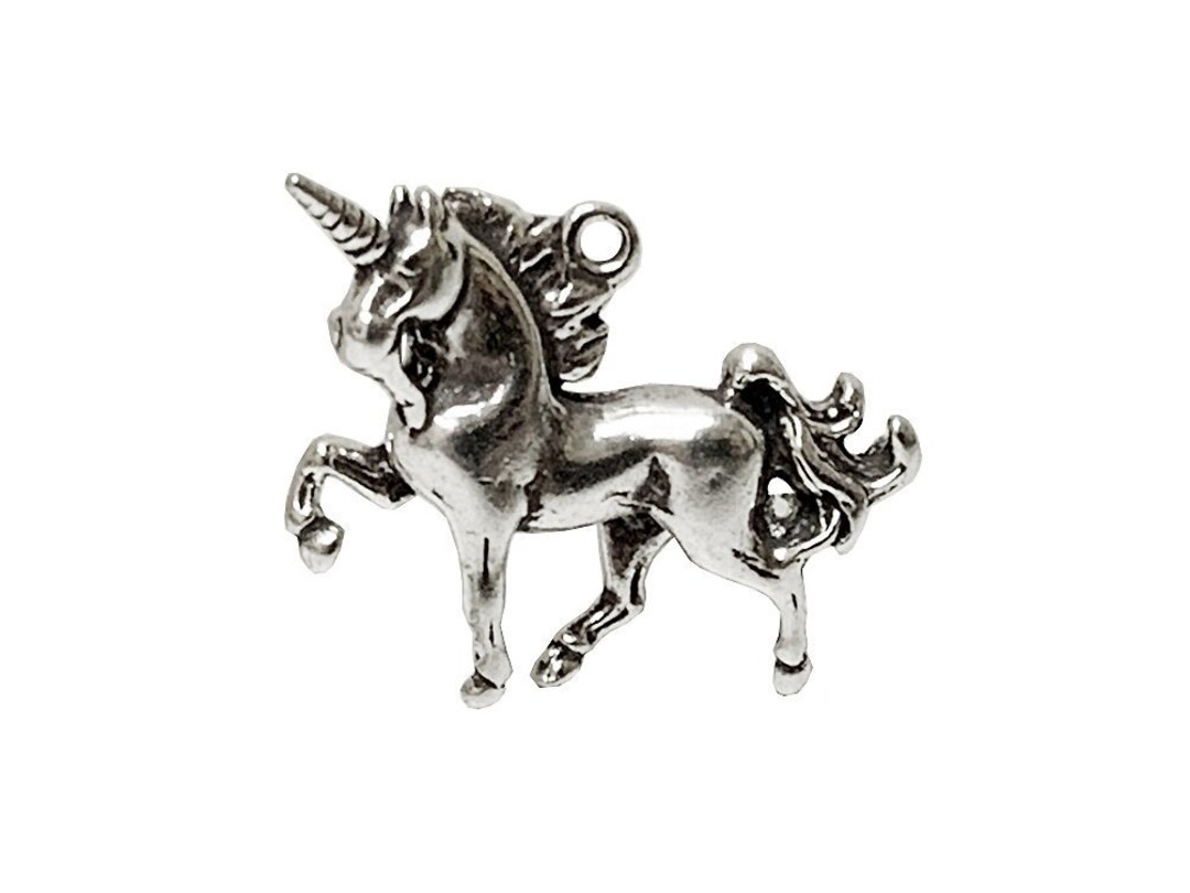 Unicorn Charm Sterling Silver 16mm, Silver Fantasy Charms, Sterling ...