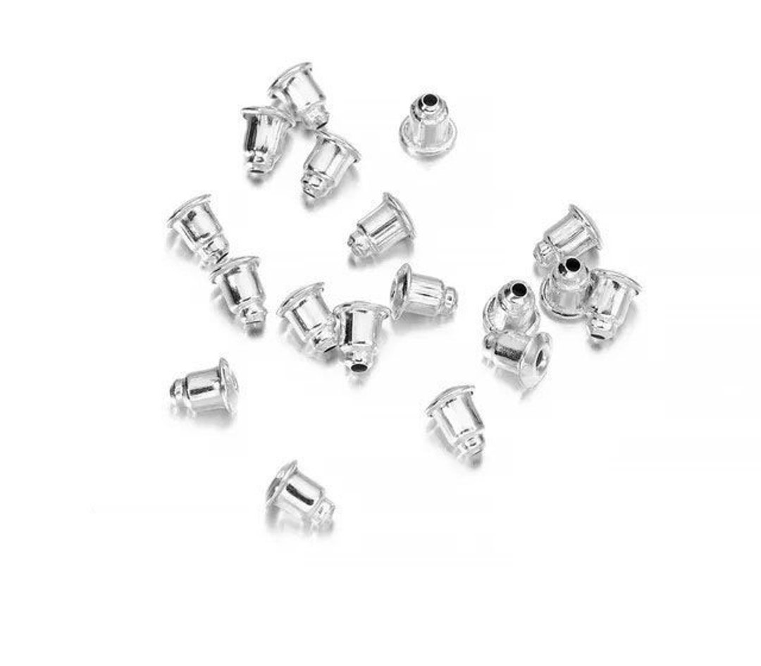 50pc Earring Back, Bullet Style Earnuts, Earring Back Stopper, Silver ...