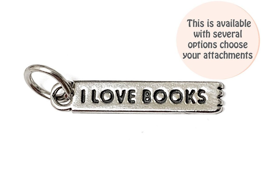 Sterling Silver I Love Books Charm Bookmark 23mm, Silver Book Charms ...